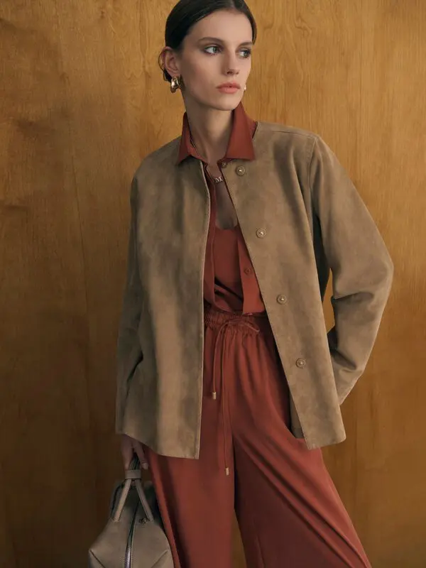 Max Mara Suede Belted Jacket - Hazelnut Brown
