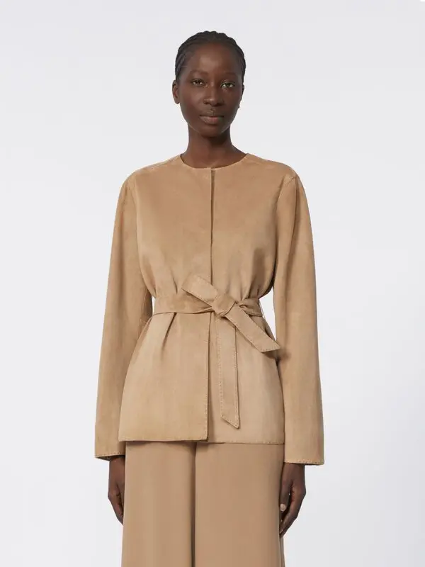 Max Mara Suede Belted Jacket - Hazelnut Brown