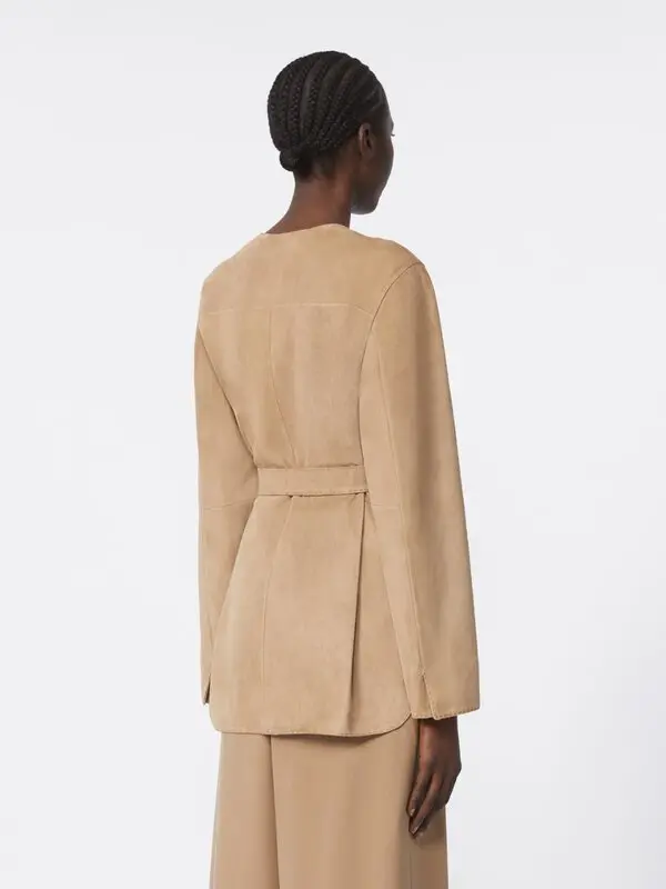 Max Mara Suede Belted Jacket - Hazelnut Brown