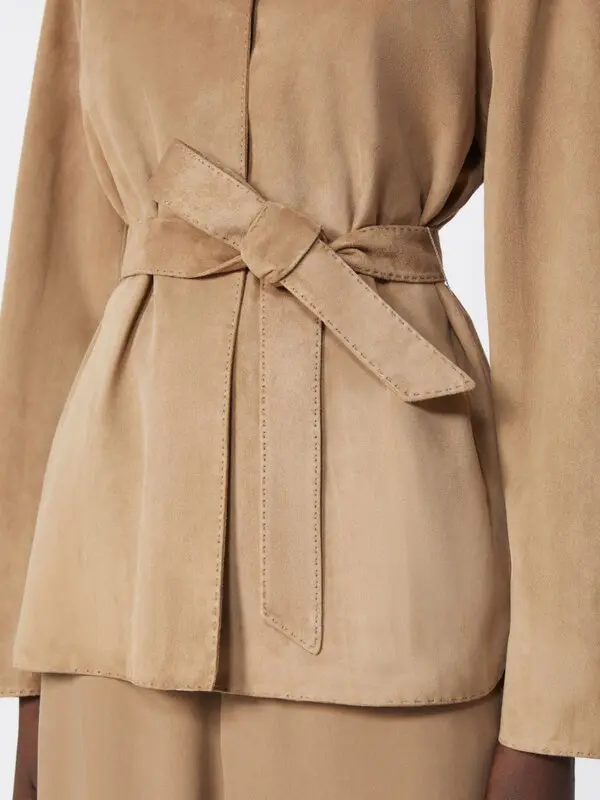 Max Mara Suede Belted Jacket - Hazelnut Brown