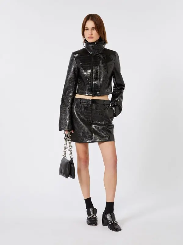 Max Mara Alligator-effect Patent Leather Mini Skirt