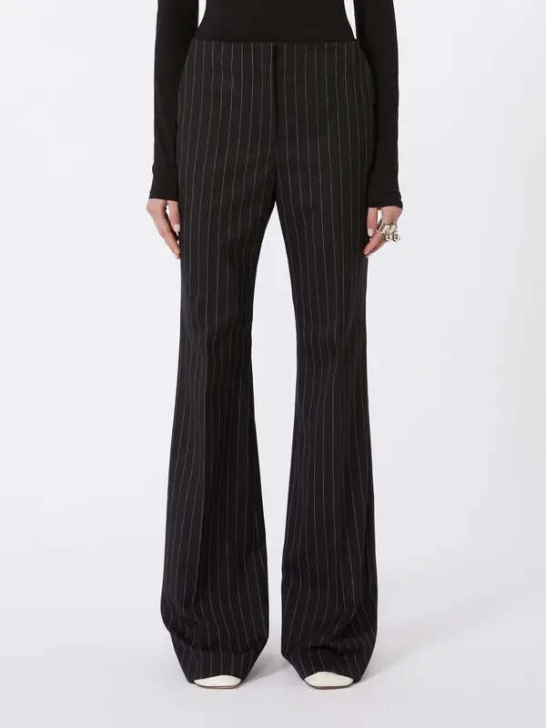 Max Mara Flared Pinstripe Wool Trousers
