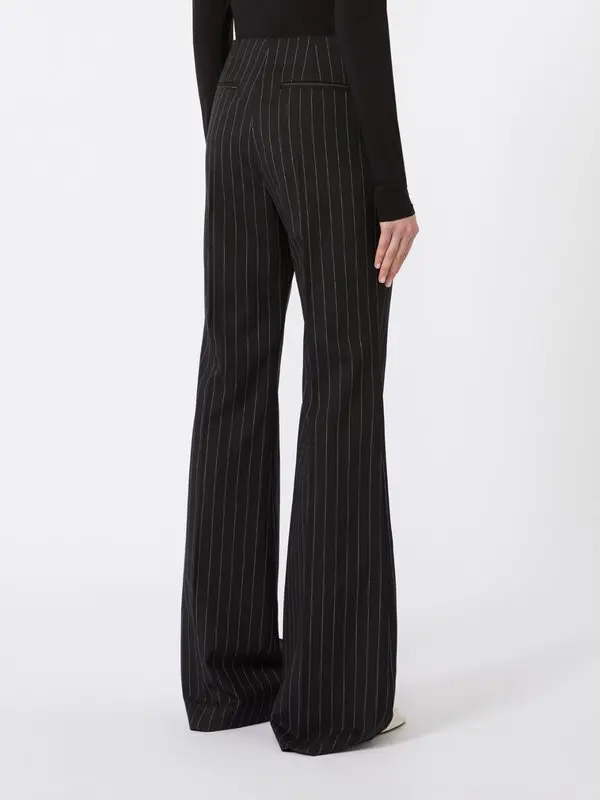 Max Mara Flared Pinstripe Wool Trousers