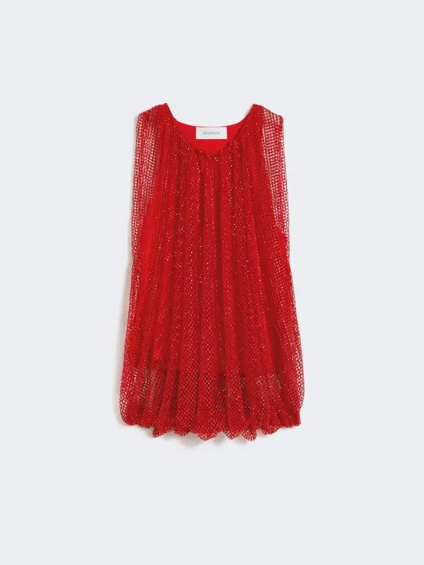 Max Mara Mesh Top With Crystals - Red