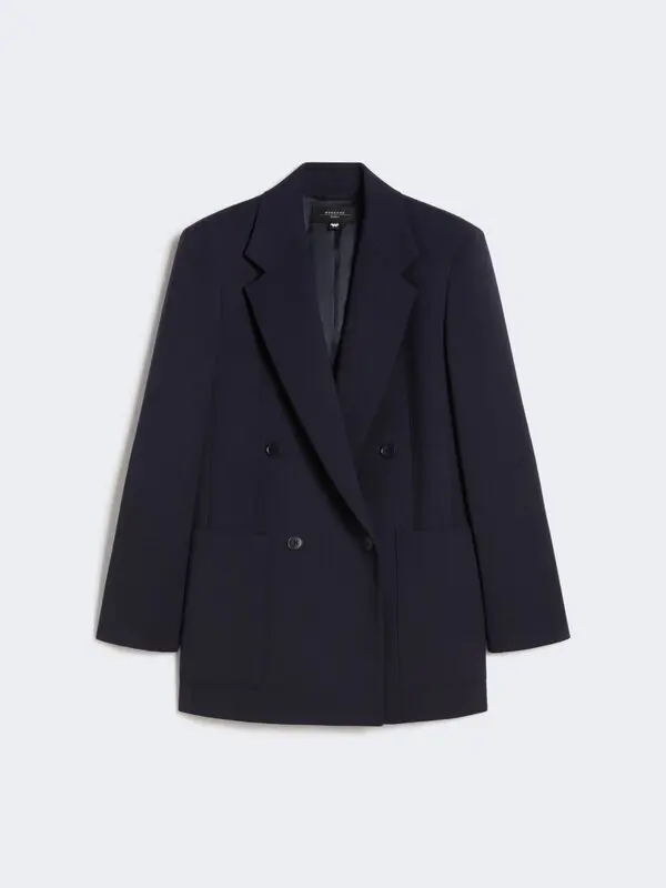 Max Mara Technical Wool Gabardine Double-breasted Blazer
