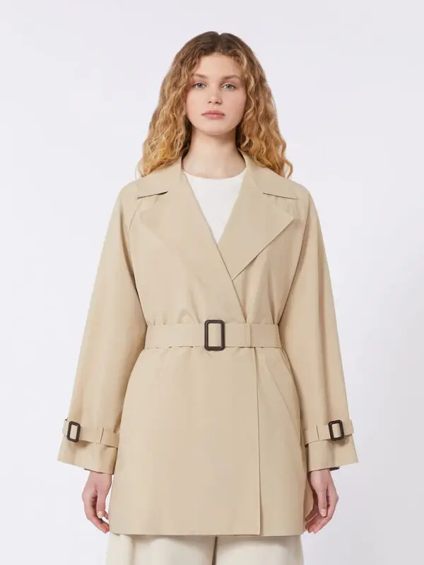Max Mara Short Trench Coat In Water-repellent Canvas