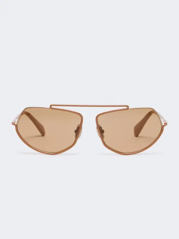 Max Mara Metallic Square Frame Sunglasses - Camel