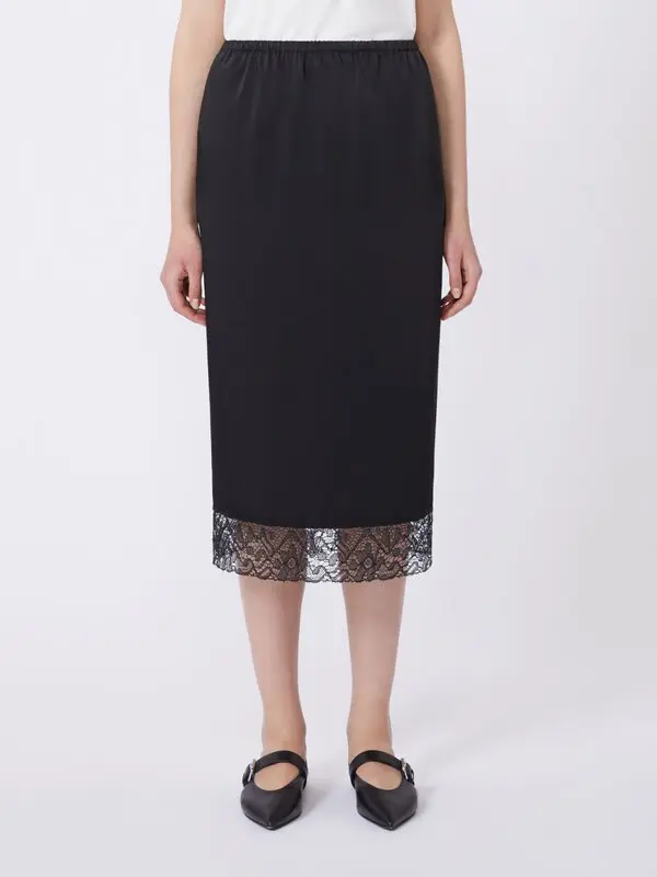 Max Mara Calf-length Skirt With Lace Passementerie Detail