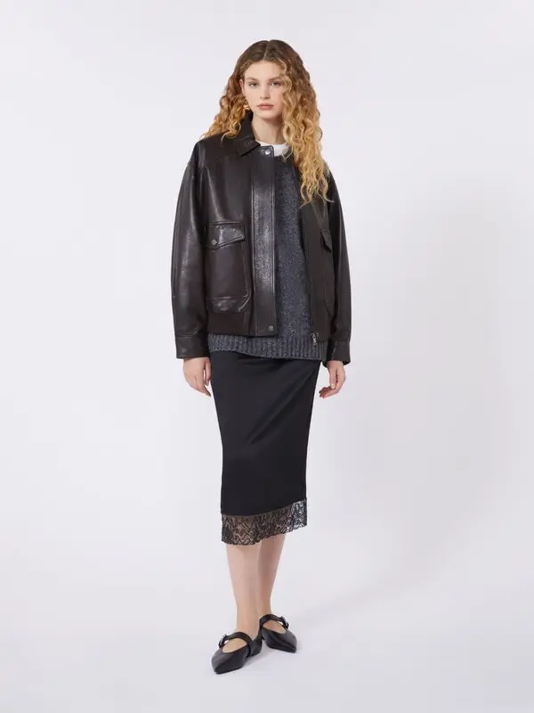 Max Mara Calf-length Skirt With Lace Passementerie Detail
