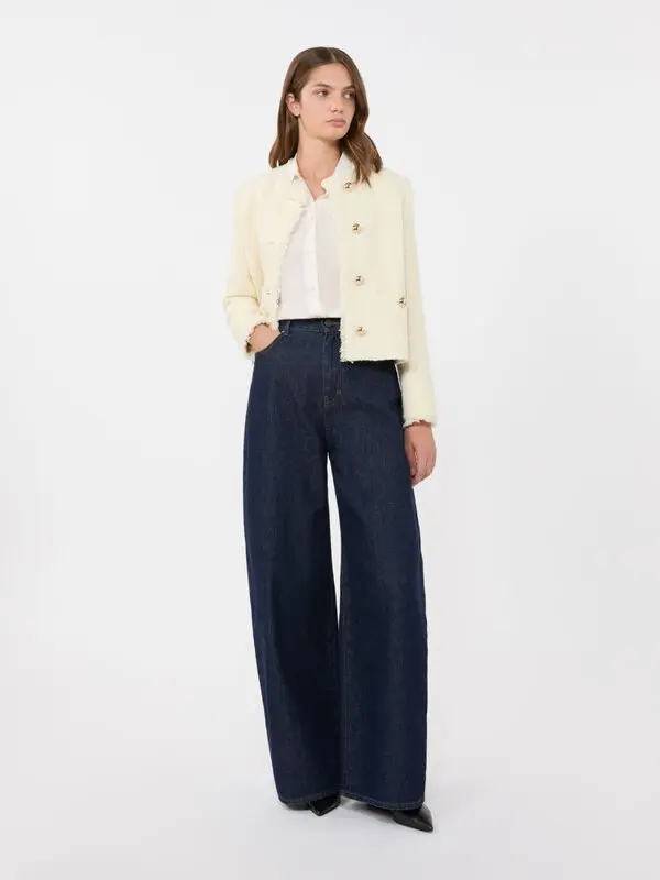 Max Mara Wool-blend Cropped Jacket With Fringed Trims - Ecru