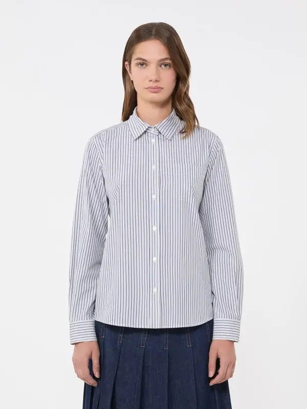Max Mara Striped Cotton Poplin Shirt - Navy
