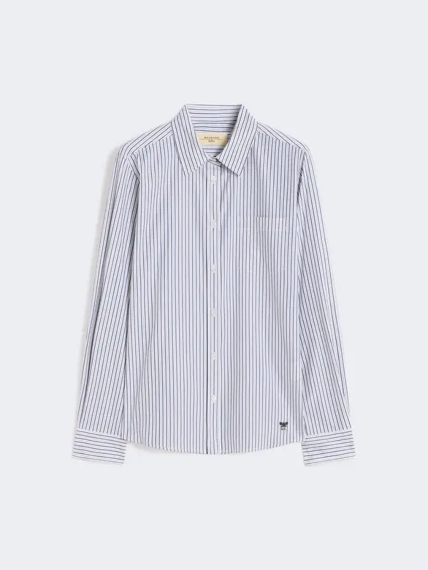 Max Mara Striped Cotton Poplin Shirt - Navy