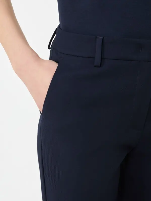 Max Mara Stretch Cotton Cigarette Trousers - Navy