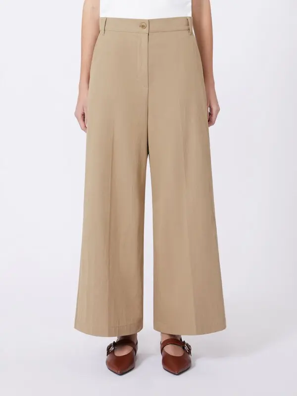 Max Mara Washed Gabardine Wide-leg Trousers