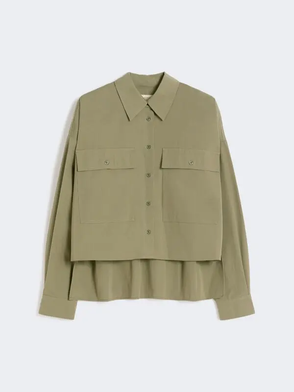 Max Mara Asymmetrical Cotton Poplin Shirt - Kaki