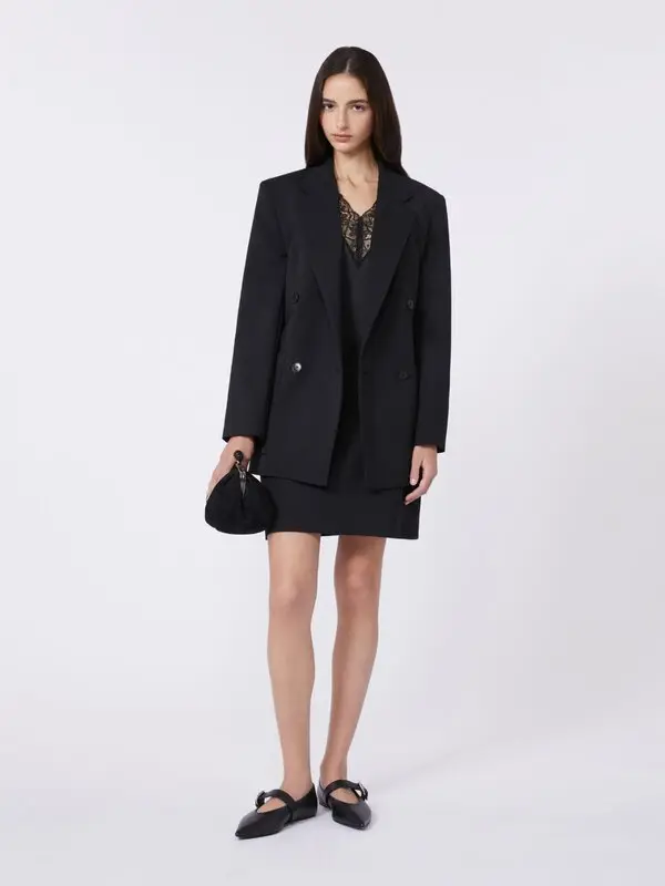 Max Mara Satin Top With Lace Trim - Black