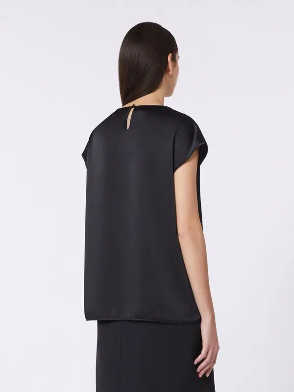 Max Mara Satin Top With Lace Trim - Black