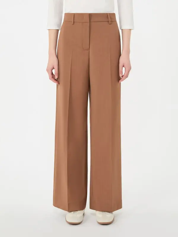 Max Mara Woollen Cloth Palazzo Trousers - Tobacco
