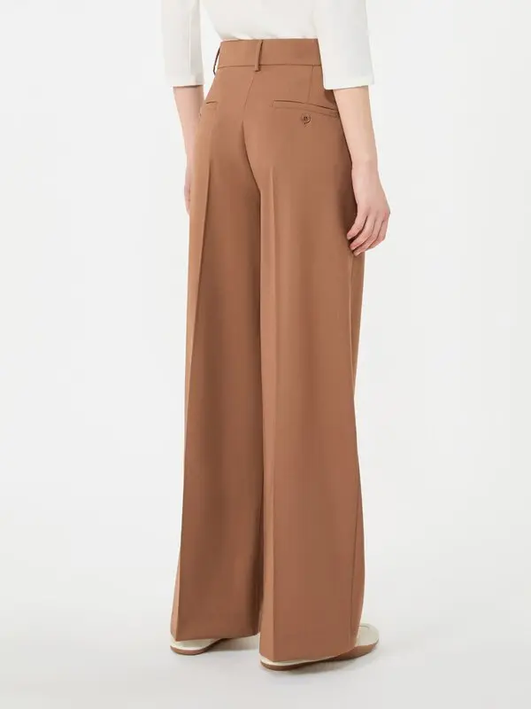 Max Mara Woollen Cloth Palazzo Trousers - Tobacco