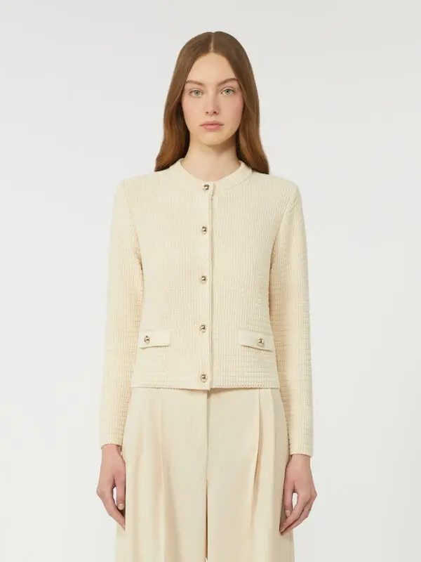 Max Mara Cropped Links-stitch Cotton Cardigan - Ecru