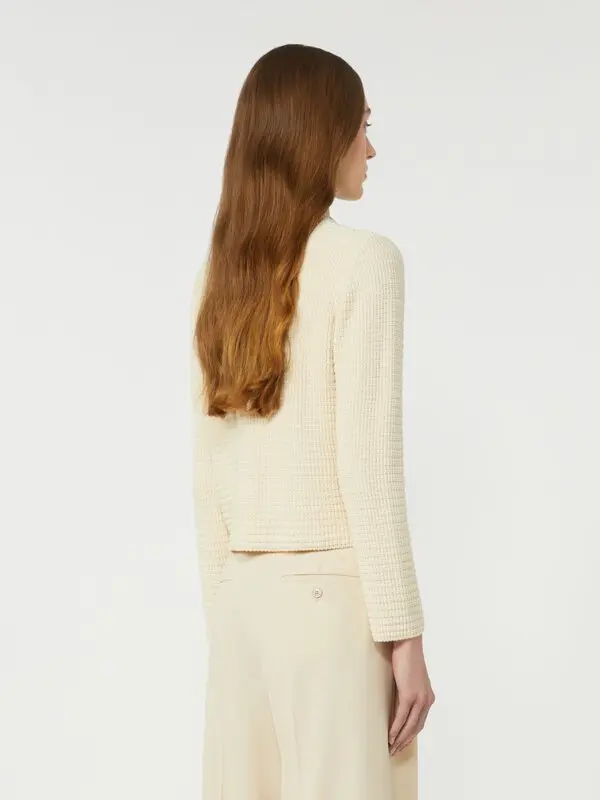 Max Mara Cropped Links-stitch Cotton Cardigan - Ecru