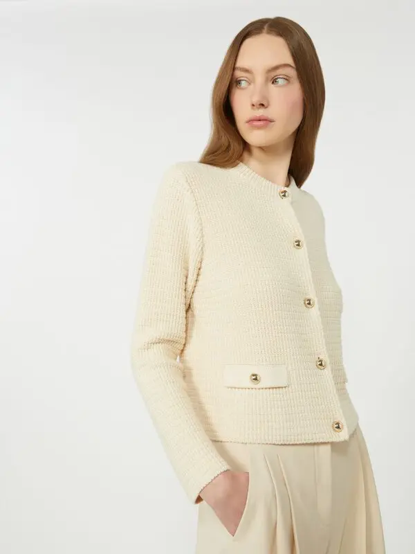 Max Mara Cropped Links-stitch Cotton Cardigan - Ecru
