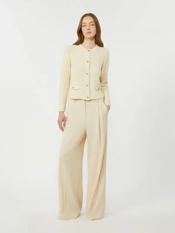 Max Mara Cropped Links-stitch Cotton Cardigan - Ecru
