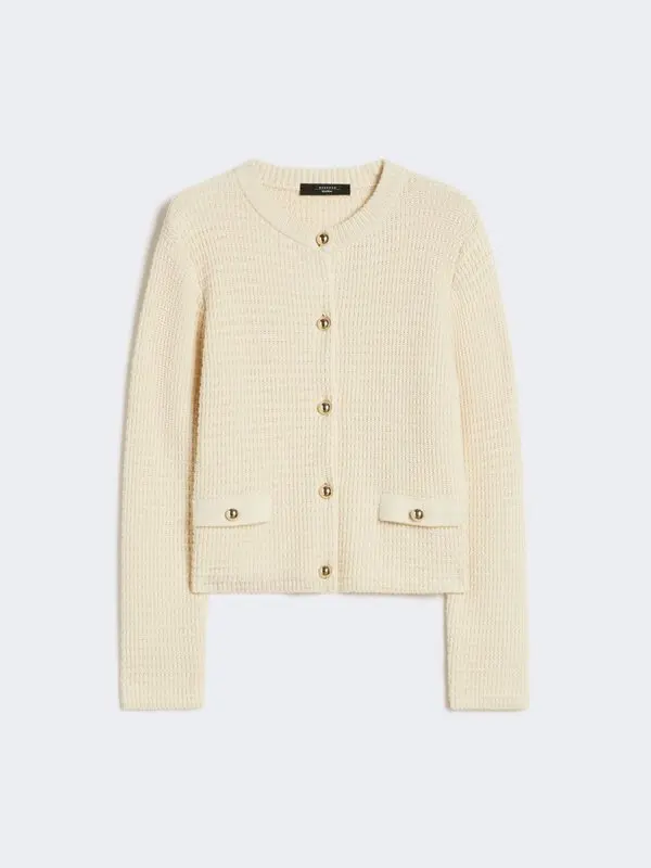 Max Mara Cropped Links-stitch Cotton Cardigan - Ecru