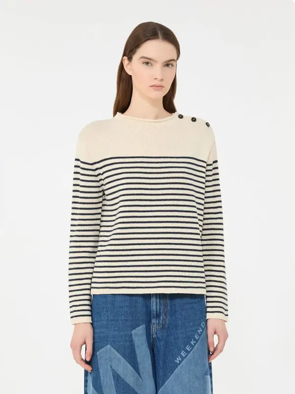 Max Mara Relaxed-fit Cotton-blend Sweater - Navy