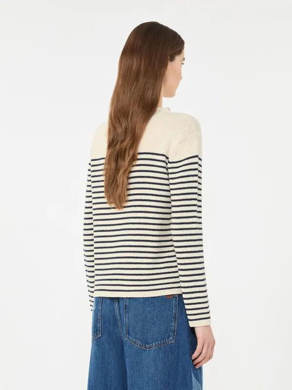 Max Mara Relaxed-fit Cotton-blend Sweater - Navy