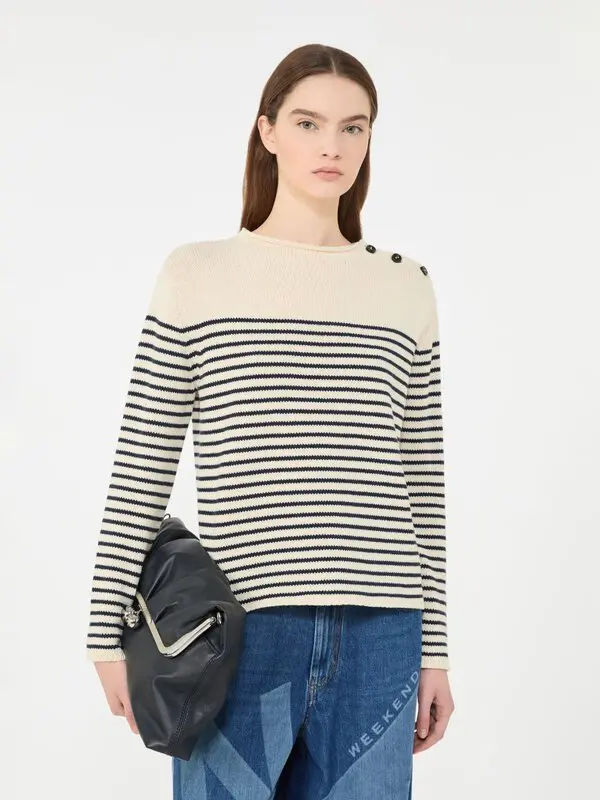 Max Mara Relaxed-fit Cotton-blend Sweater - Navy
