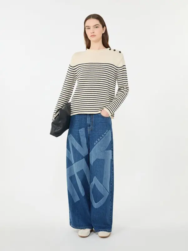 Max Mara Relaxed-fit Cotton-blend Sweater - Navy