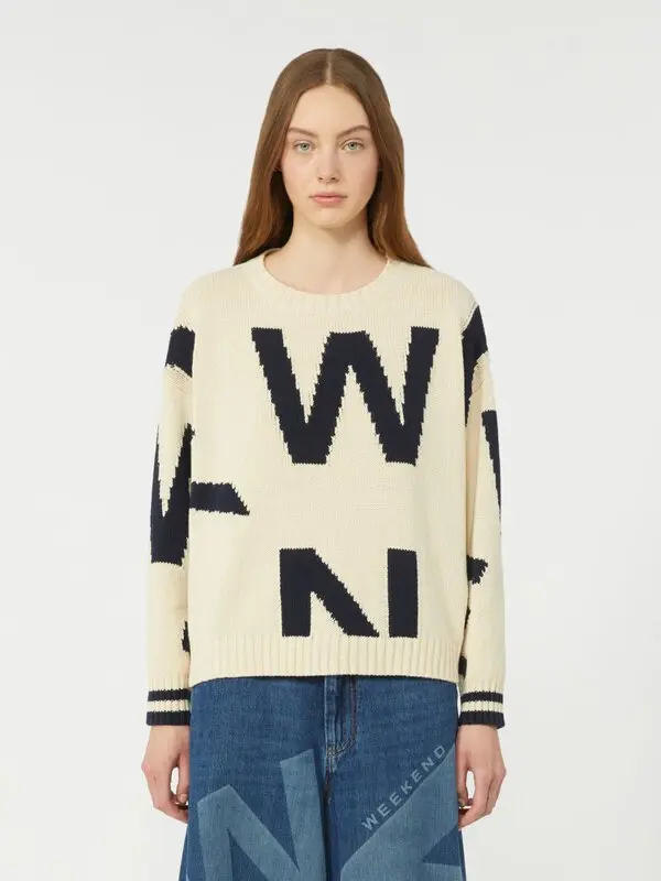 Max Mara Patterned Crew-neck Sweater - Navy
