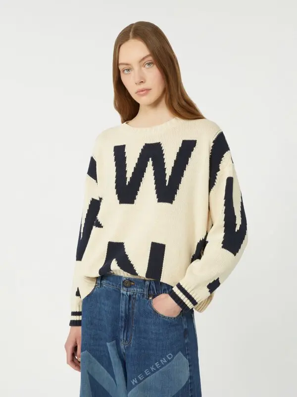 Max Mara Patterned Crew-neck Sweater - Navy