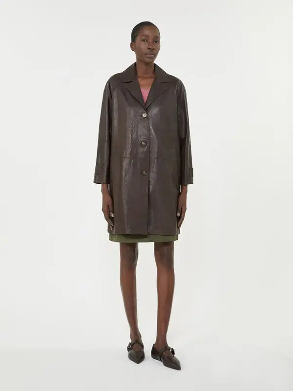 Max Mara Nappa Leather Midi Overcoat