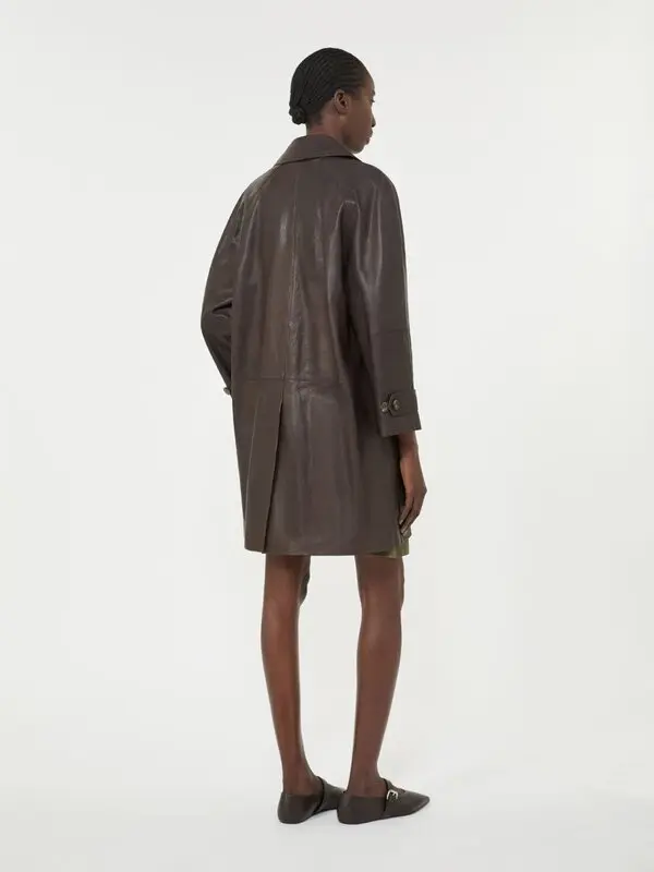 Max Mara Nappa Leather Midi Overcoat