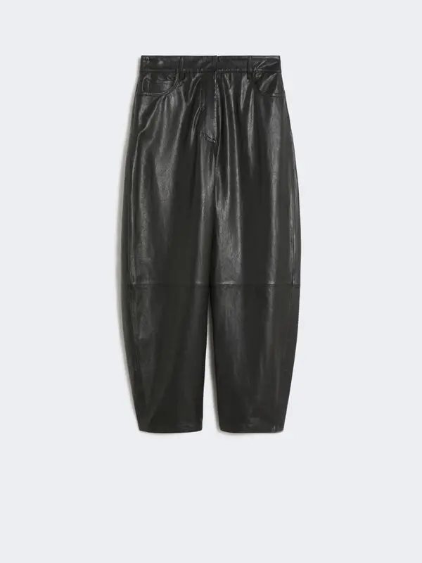 Max Mara Leather Barrel-leg Trousers
