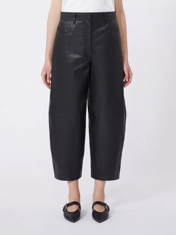 Max Mara Leather Barrel-leg Trousers