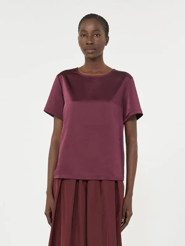 Max Mara Satin And Jersey T-shirt - Bordeaux
