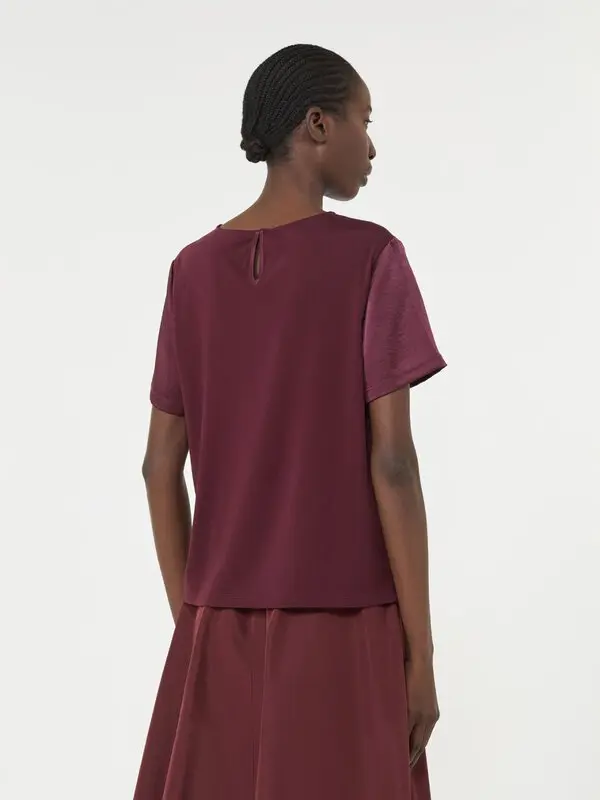 Max Mara Satin And Jersey T-shirt - Bordeaux