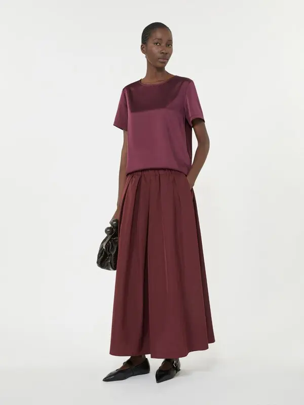 Max Mara Satin And Jersey T-shirt - Bordeaux
