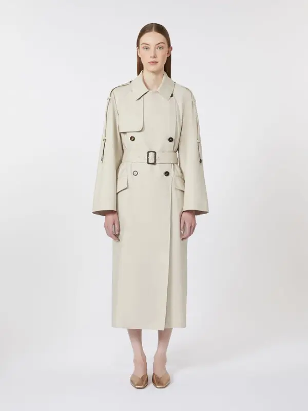 Max Mara Wide Water-repellent Twill Trench Coat - Natural