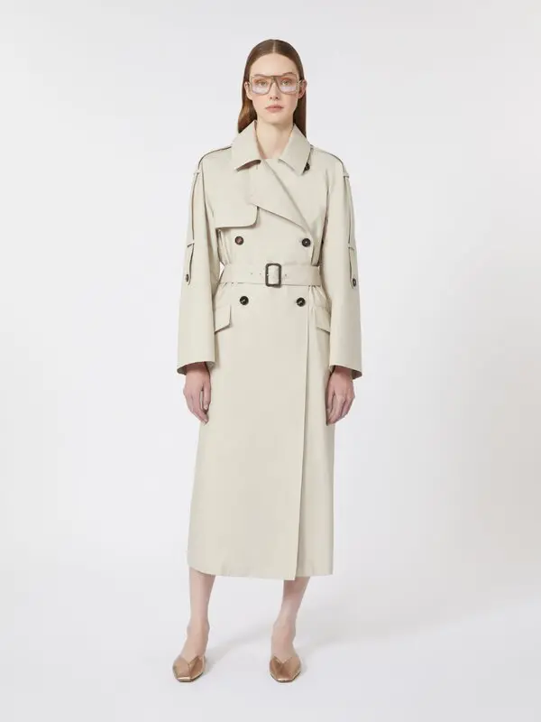 Max Mara Wide Water-repellent Twill Trench Coat - Natural