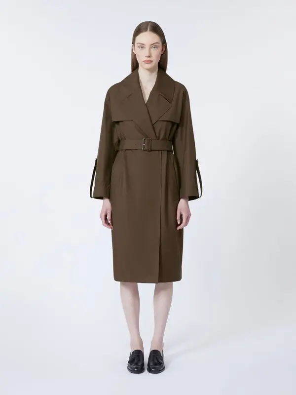 Max Mara Belted Water-repellent Twill Trench Coat - Chocolate