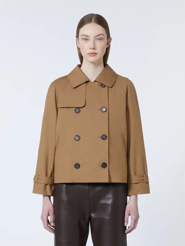 Max Mara Short Water-repellent Twill Trench Coat - Brown