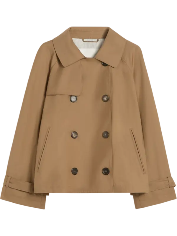 Max Mara Short Water-repellent Twill Trench Coat - Brown