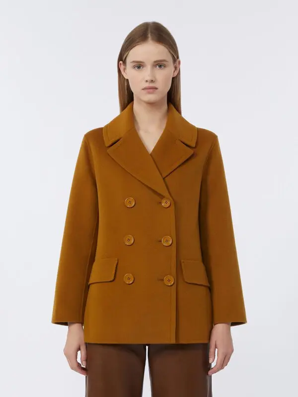 Max Mara Wool Broadcloth Pea Coat - Mustard