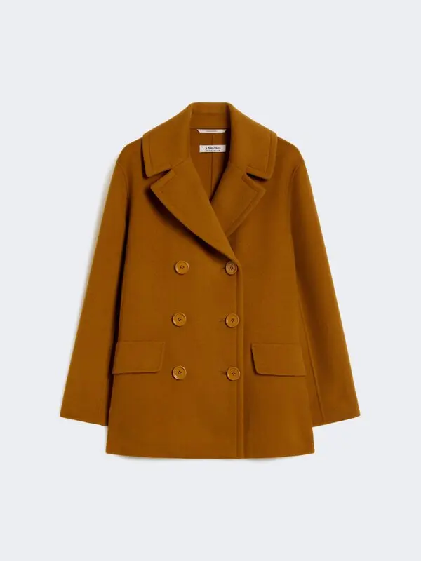 Max Mara Wool Broadcloth Pea Coat - Mustard