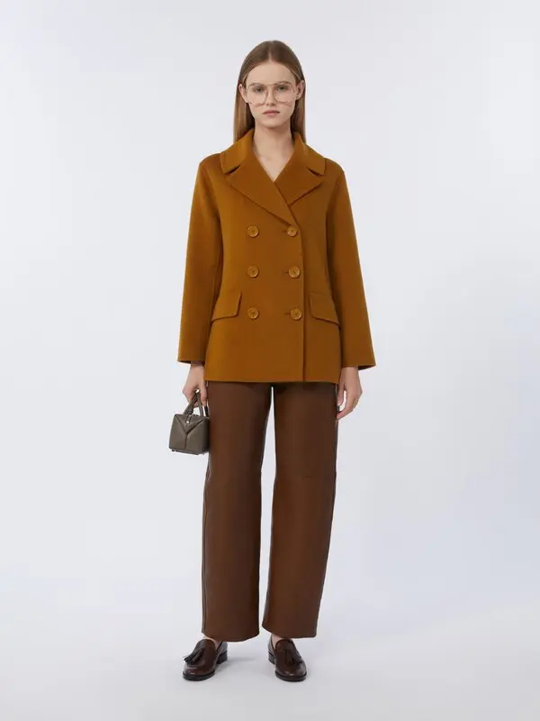 Max Mara Wool Broadcloth Pea Coat - Mustard