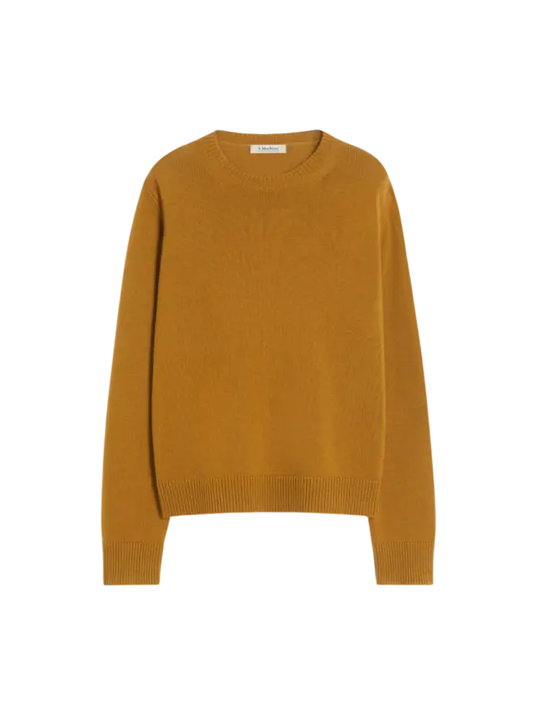Max Mara Wool And Cashmere Sweater With Knitted Patches - Mustard